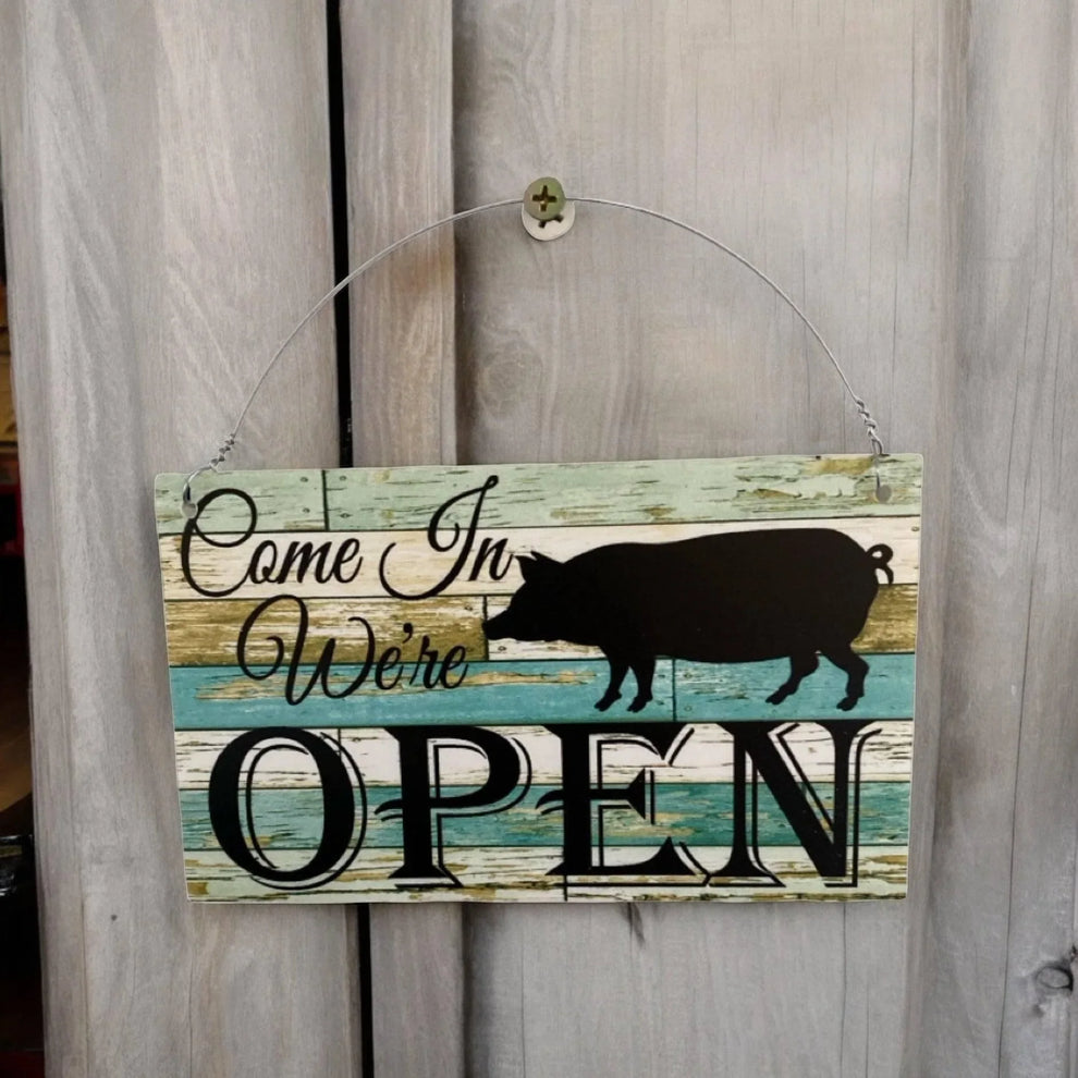 Open Closed Pig Butcher Farm Shop Sign | Double Sided Hanging Signage ...