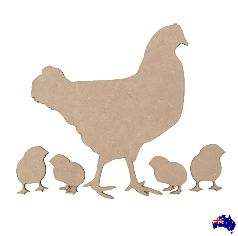 Chicken Hen with Chicks Timber MDF Raw DIY – The Renmy Store Homewares ...
