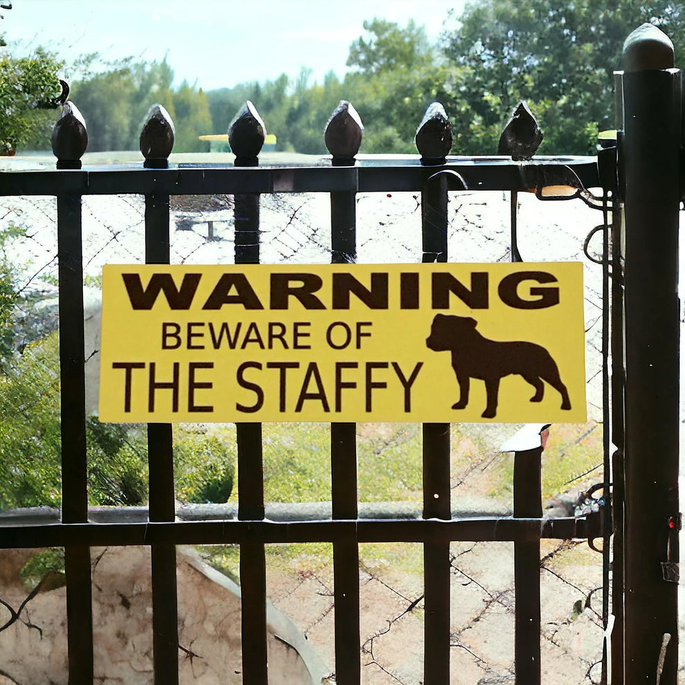 Warning Beware Of The Staffy Dog Sign – The Renmy Store Homewares & Gifts