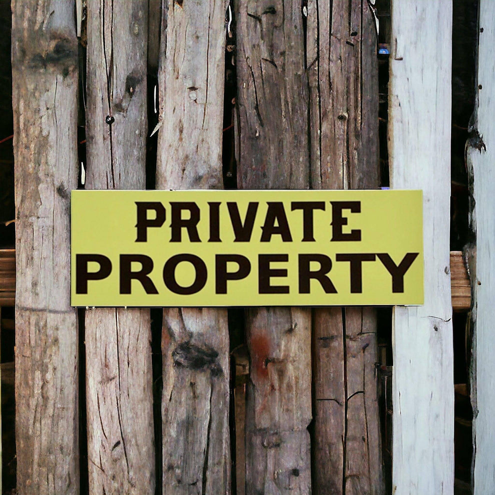 Yellow Private Property Sign | The Renmy Store Homewares & Gifts