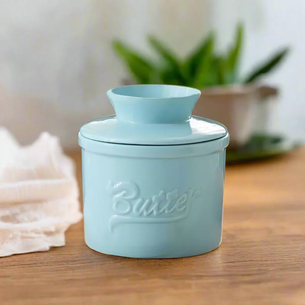 Butter Keeper Crock Retro Vintage Blue Ceramic Butter Cup – The Renmy ...