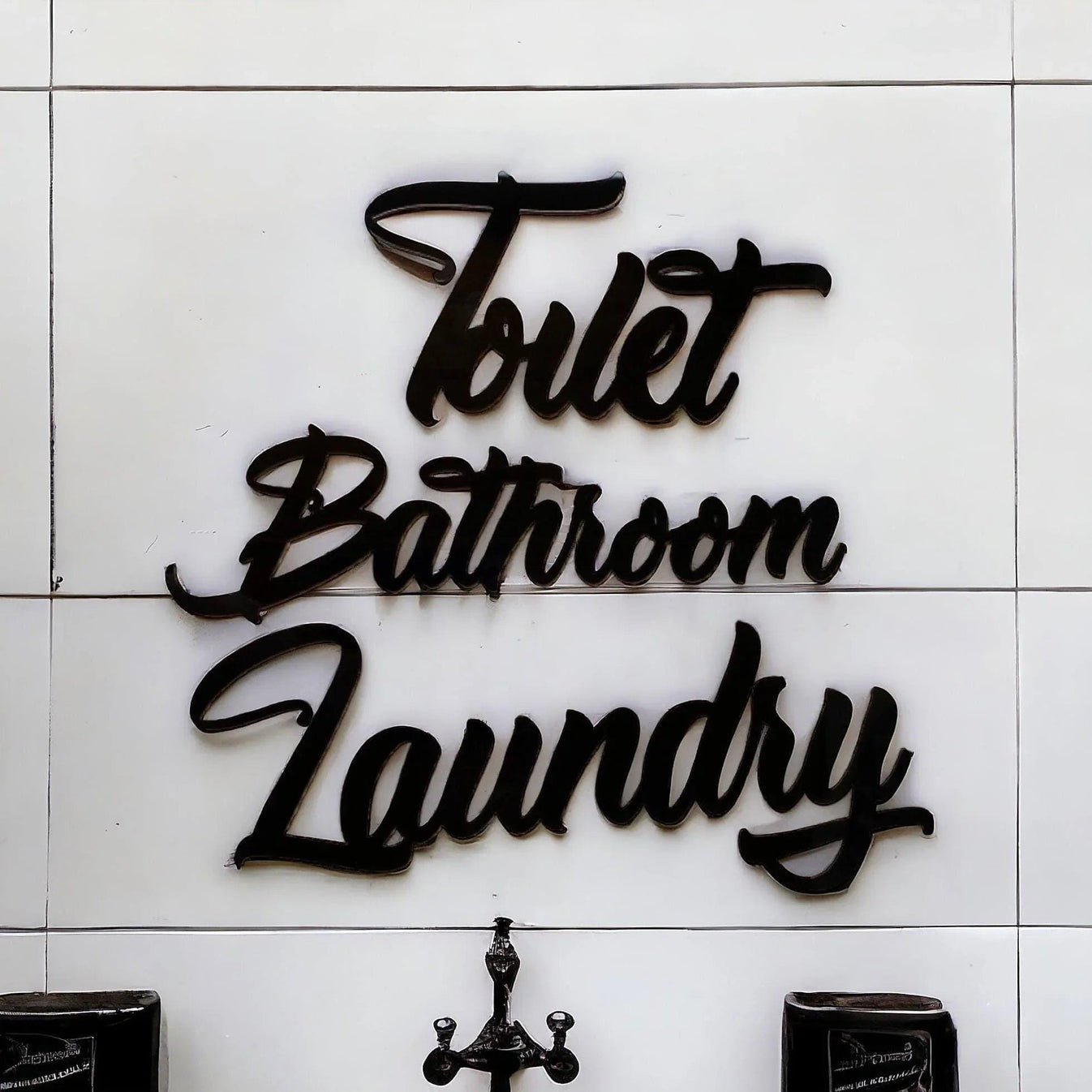 Toilet Laundry Bathroom Door Sign Set - Laser Cut Raised Letters - Aus ...