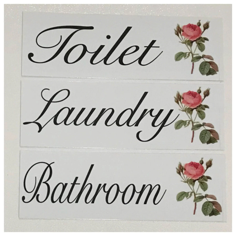 Pink Vintage Rose Toilet Laundry Bathroom Sign – The Renmy Store ...