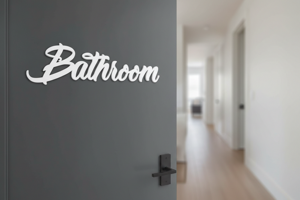 Toilet Laundry Bathroom Door Sign Set - Laser Cut Raised Letters - Aus ...