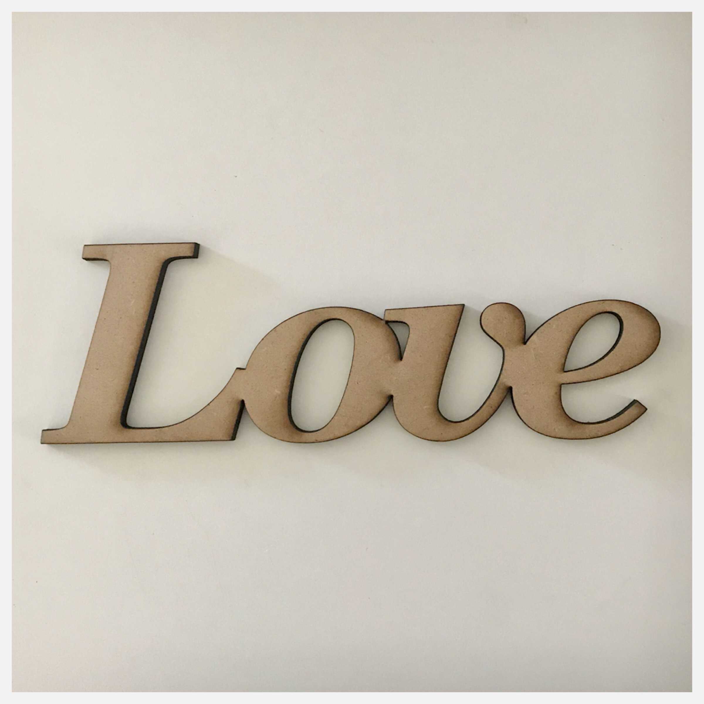 Love MDF Shape Word Raw Wooden | The Renmy Store