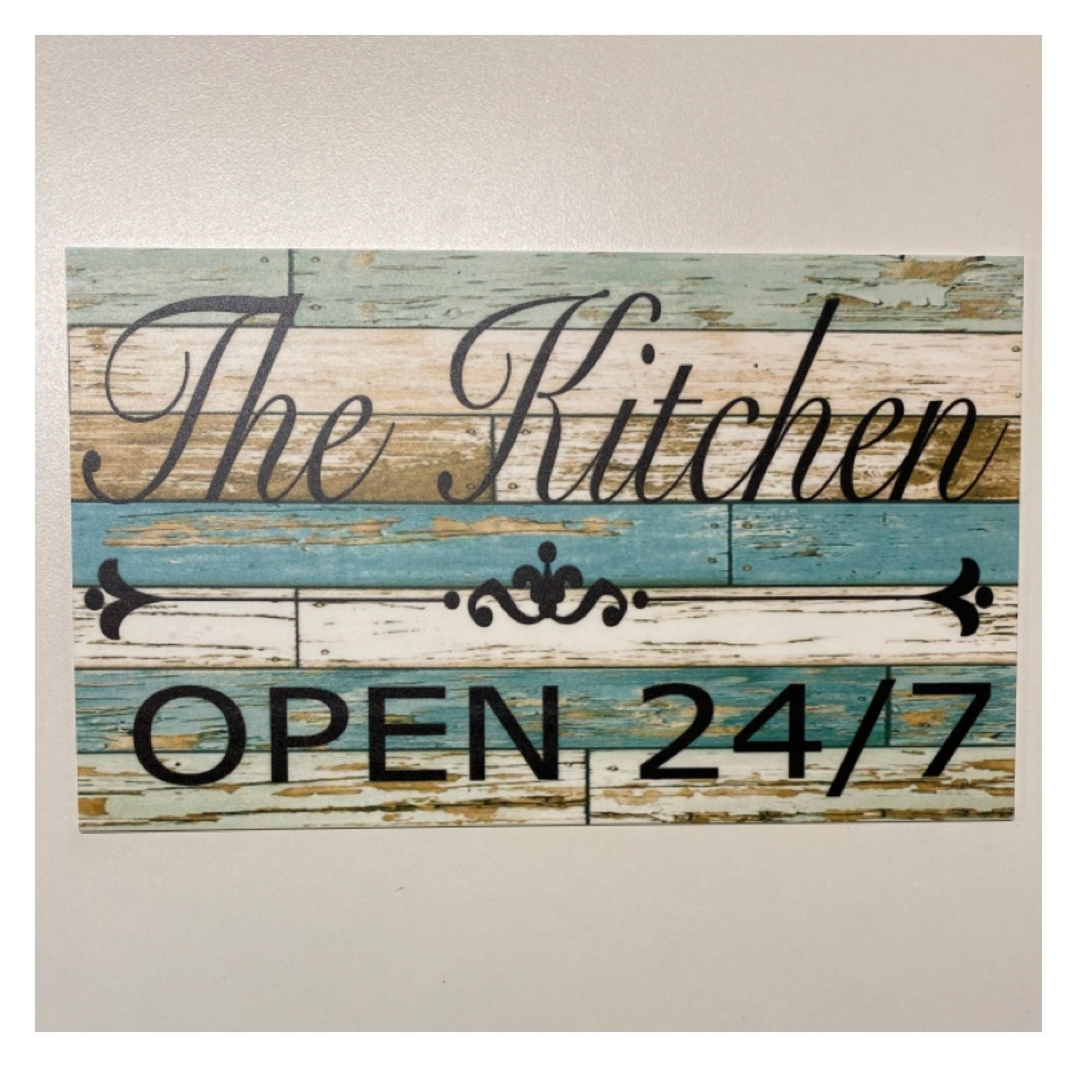 The Kitchen Open 24/7 Vintage Rustic Blue Sign – The Renmy Store ...