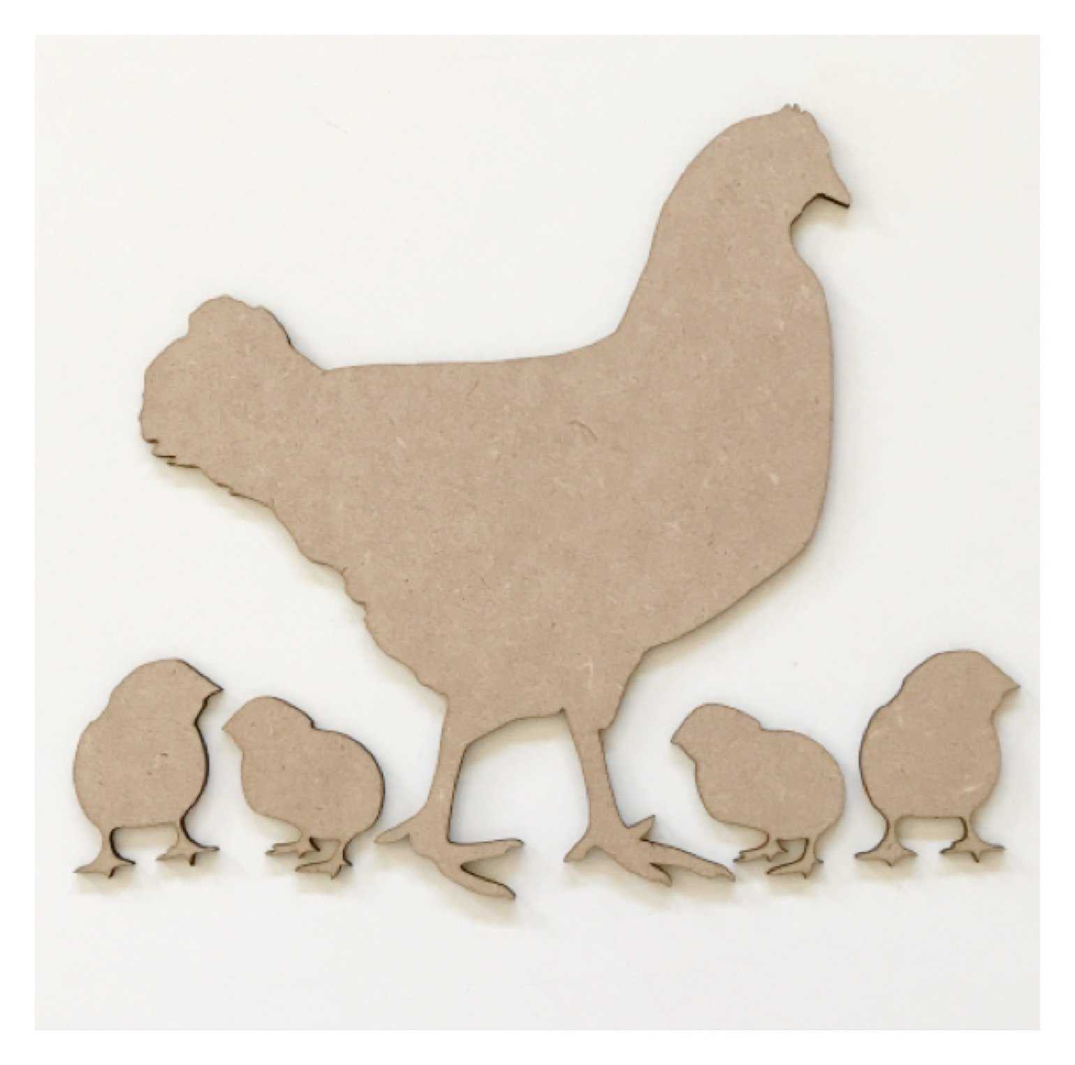 Chicken Hen with Chicks Timber MDF Raw DIY | The Renmy Store – The ...