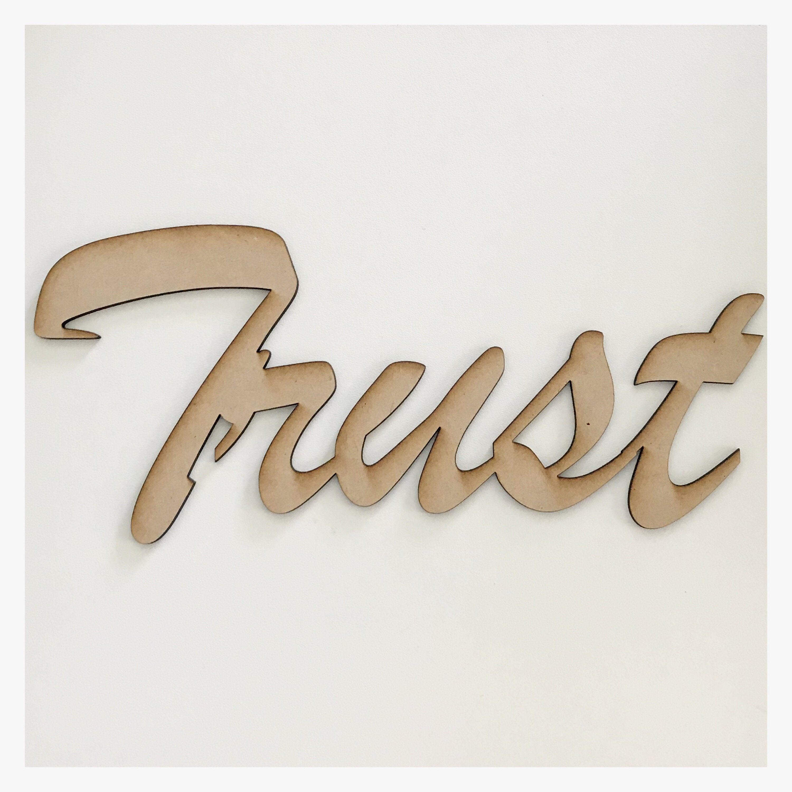 Trust MDF Wooden Word Shape Raw | The Renmy Store Homewares & Gifts